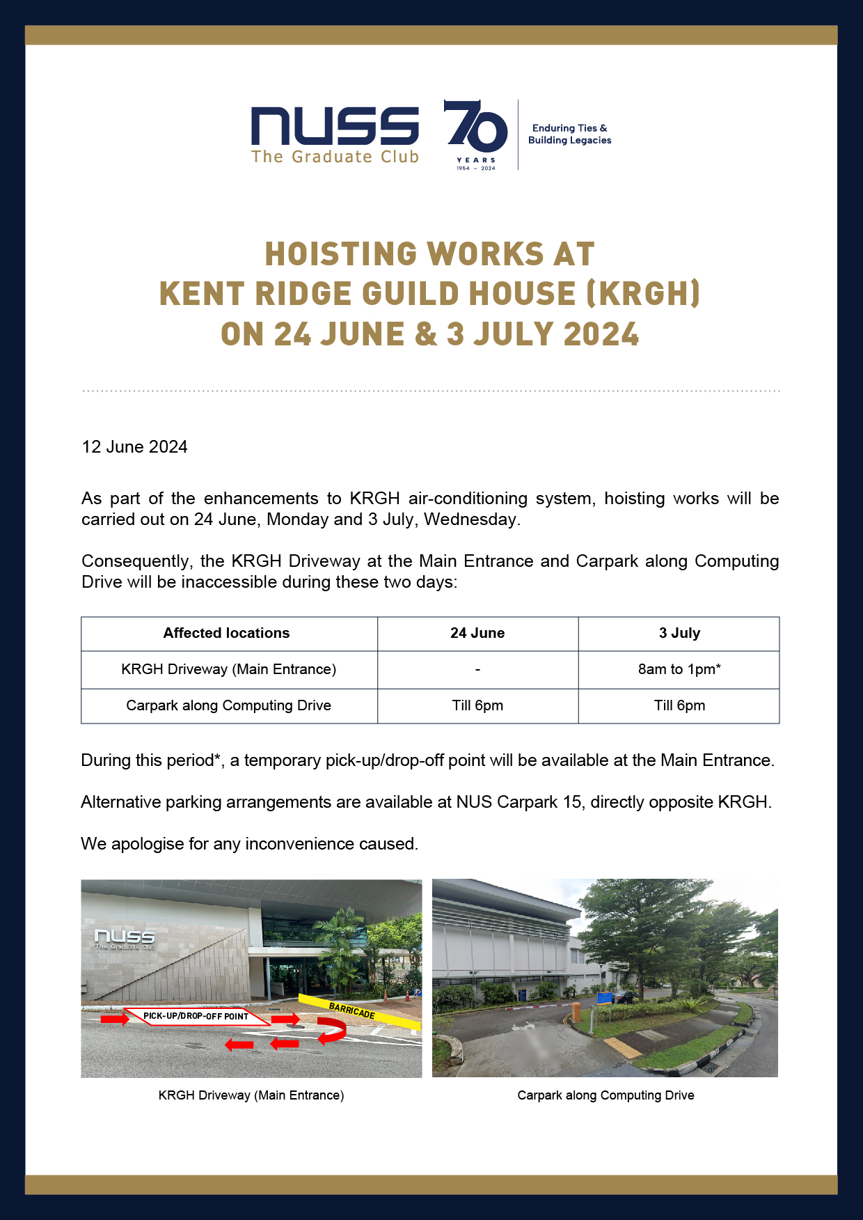 Hoisting Works at Kent Ridge Guild House - NUSS