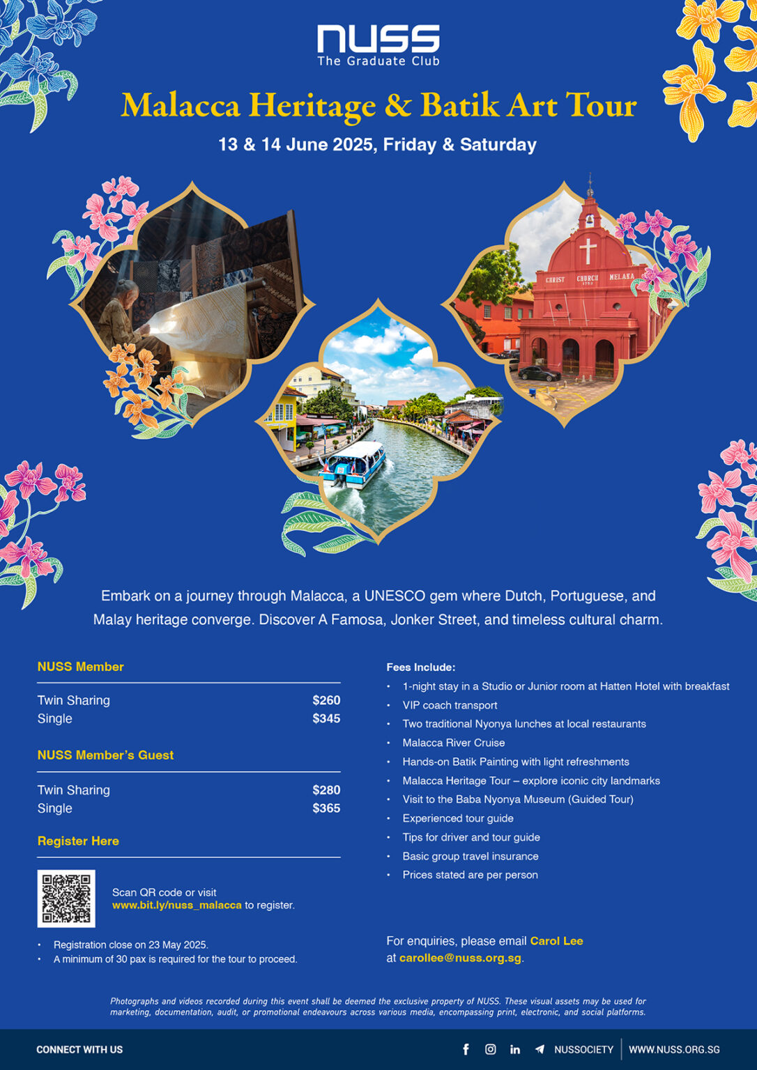 (Fully Booked) Malacca Heritage & Batik Art Tour - NUSS