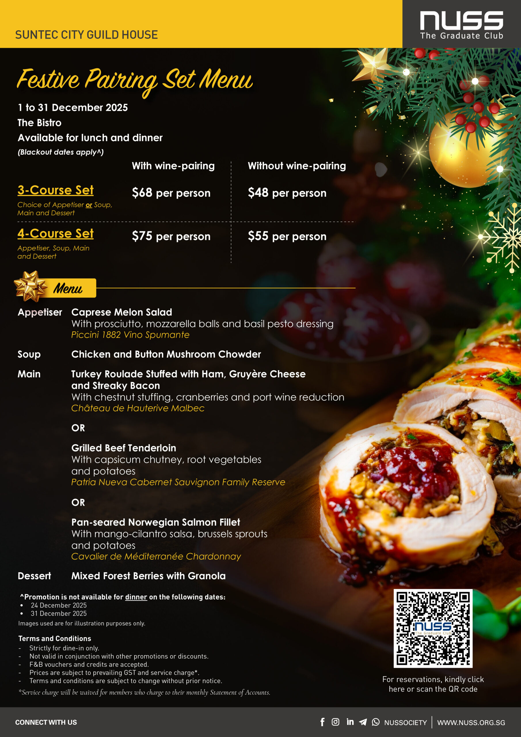 The Bistro: Festive Pairing Set Menu (December 2025) - NUSS